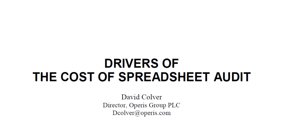 spreadsheet audit | The FAST Standard Organisation